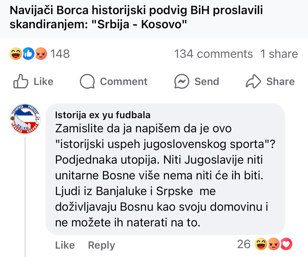 Najpoznatija Facebook stranica ex-Yu fudbala: "...Bosne više nema niti ...